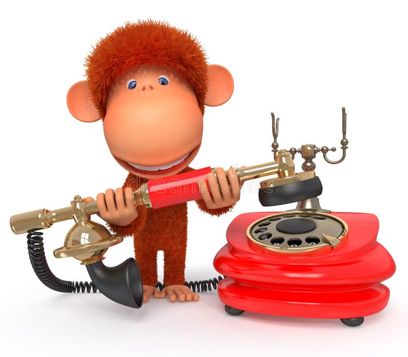 3d monkey with phone stock illustration. Illustration of happy - 58557063
