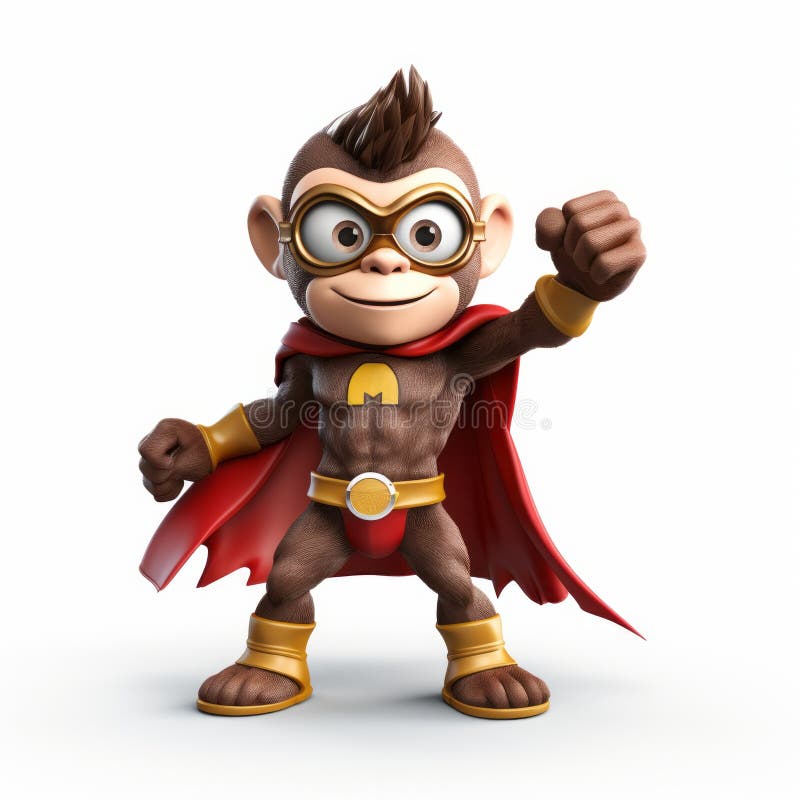 3d Monkey Superhero Rendered in Maya on White Background Stock ...