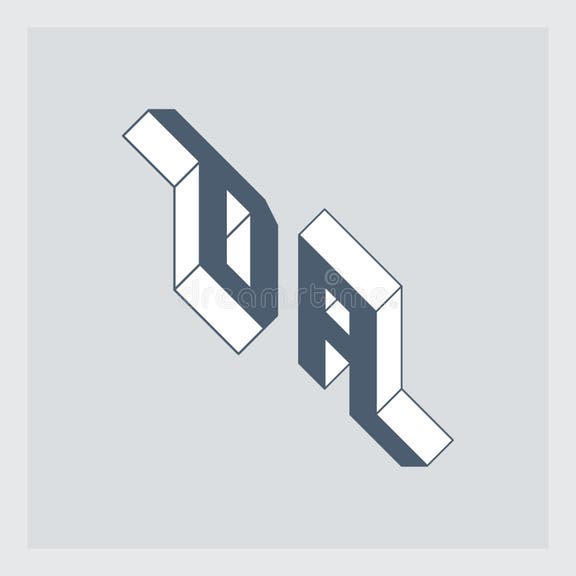 D and a - Monogram or Logotype. Isometric 3d Font for Design. Volume ...