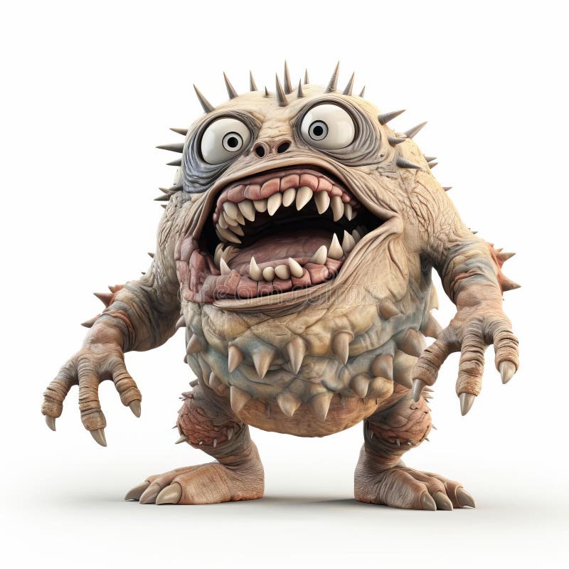 Grotesque 3d Monster Emerges from Stark White Background Stock ...