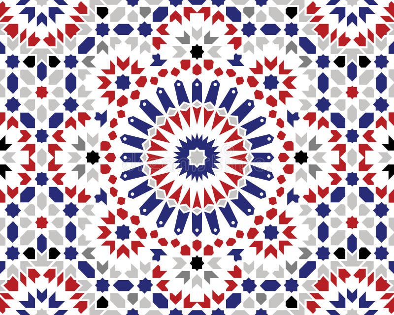 Morocco Seamless Blue Pattern Traditional Arabic Islamic Background. Mosque Decoration Element ...