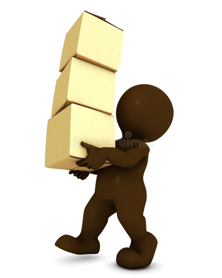 3D man with boxes stock illustration. Illustration of lift - 21134033