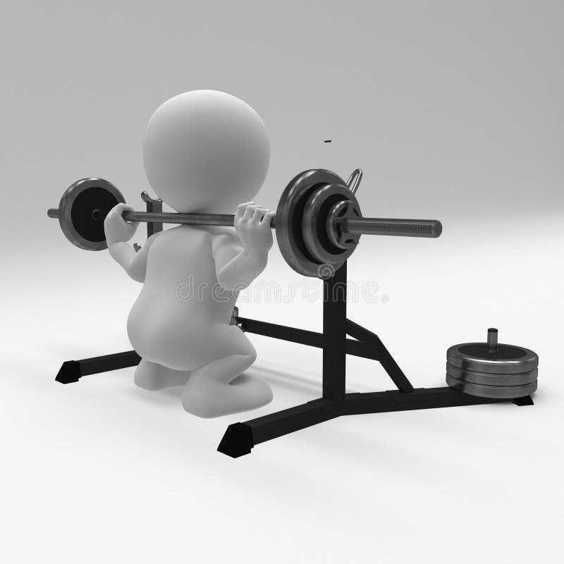 3D Morph Man Exercising with Gym Weights Stock Illustration ...