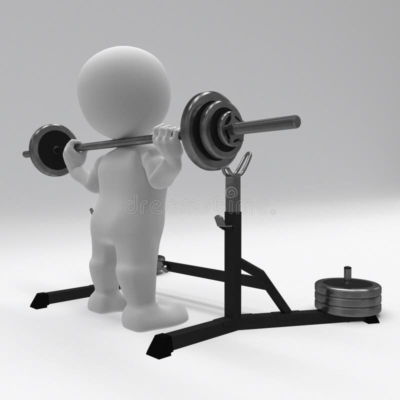 3D Morph Man Exercising with Gym Weights Stock Illustration ...