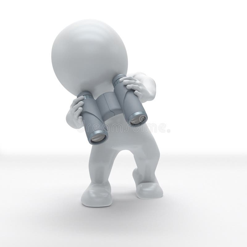 3D Morph Man Searching with Magnifying Glass Stock Illustration ...