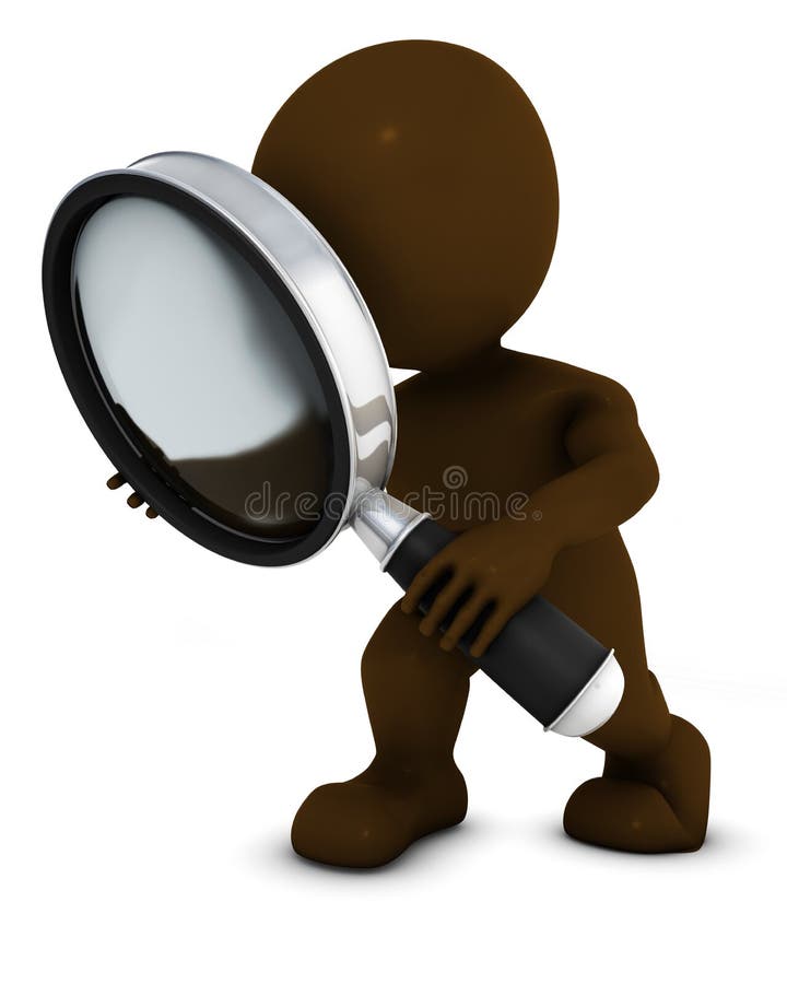 3D Morph Man Searching with Magnifying Glass Stock Illustration ...
