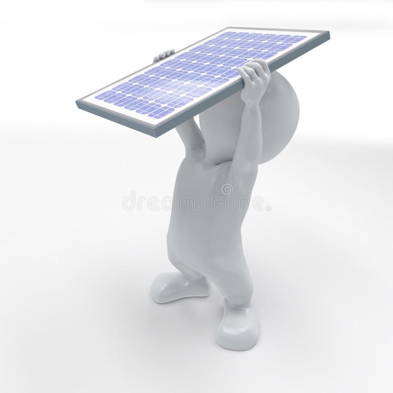 3D Morph Man with Solar Panel Stock Illustration - Illustration of ...