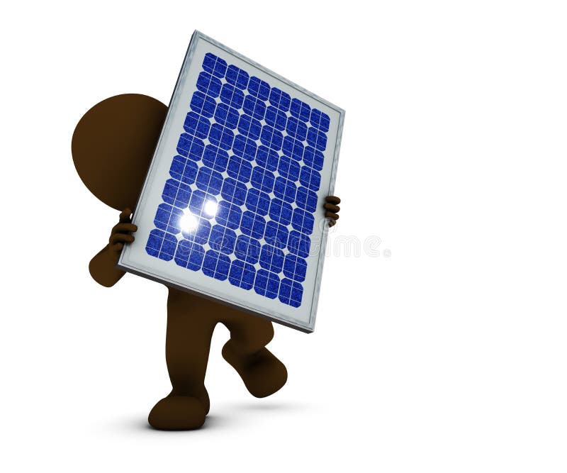 3D Morph Man with Solar Panel Stock Illustration - Illustration of ...