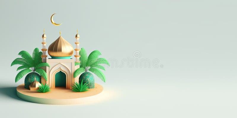 3D Mosque Illustration for Islamic Festival Greeting Stock Illustration ...