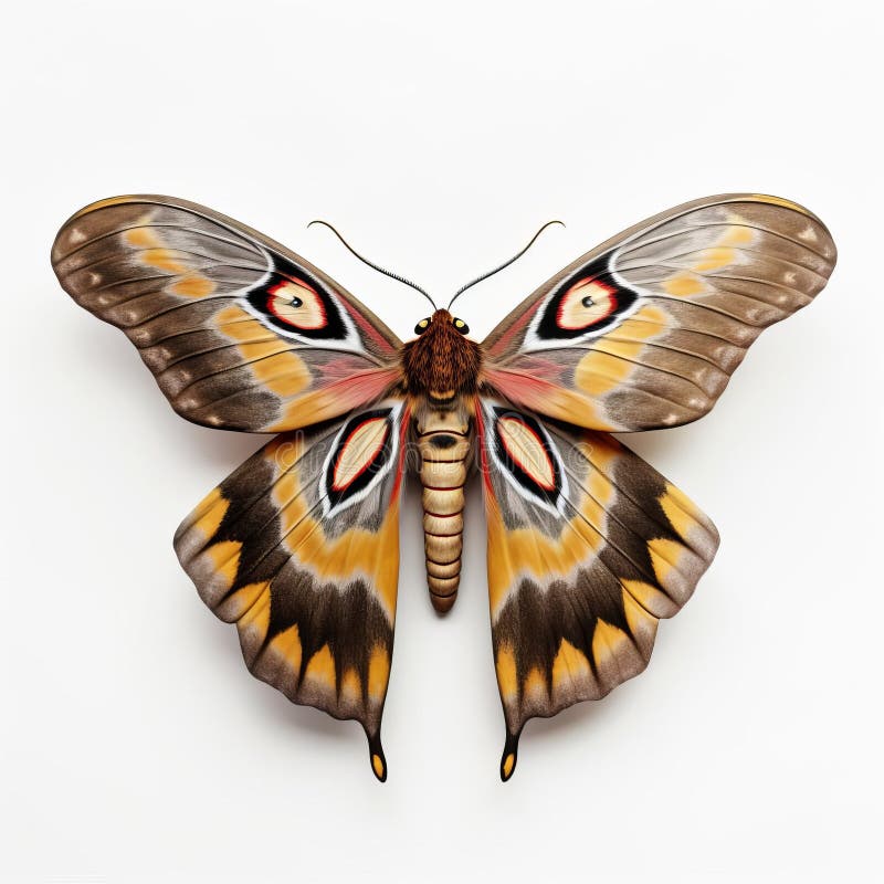Vibrant 3d Moth on White Isolated Background Display Stock Illustration ...