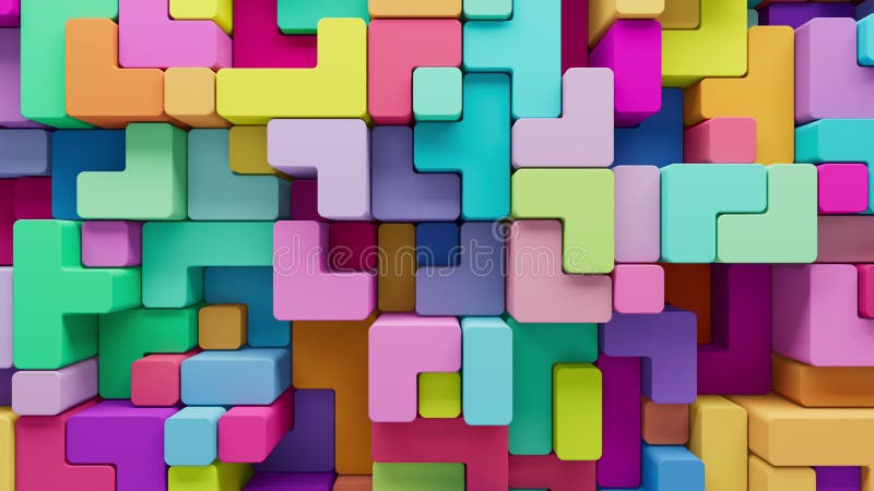 3D Motion Rendering of an Abstract Background of Multi-colored Rounded ...