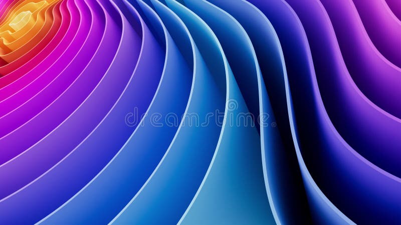 3D Motion Rendering of an Abstract Background of Smooth Lines of Multi ...