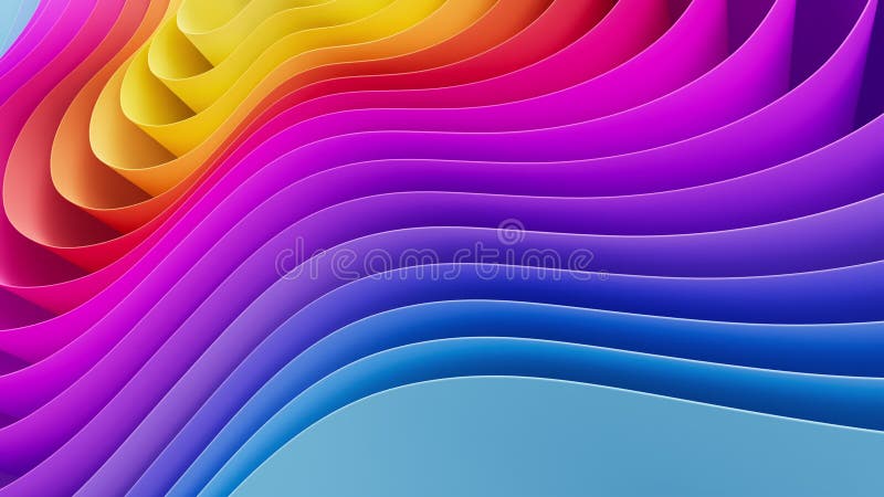 3D Motion Rendering of an Abstract Background of Smooth Lines of Multi-color Spline Waves that ...