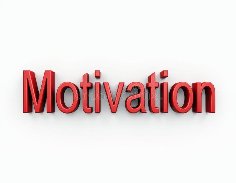 3D "Motivation" Text in Bold Red Letters on a White Background. Stock ...
