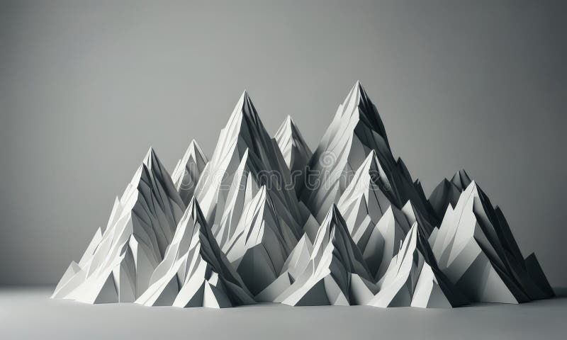 3D Mountain Range, Composed Numerous Triangular Shapes, is Depicted in ...