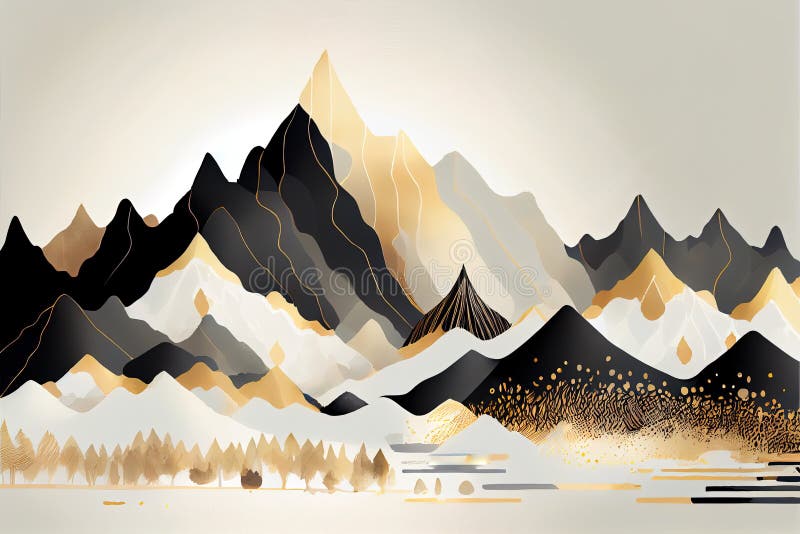 3d Mountains Drawing. Generative AI Stock Illustration - Illustration ...