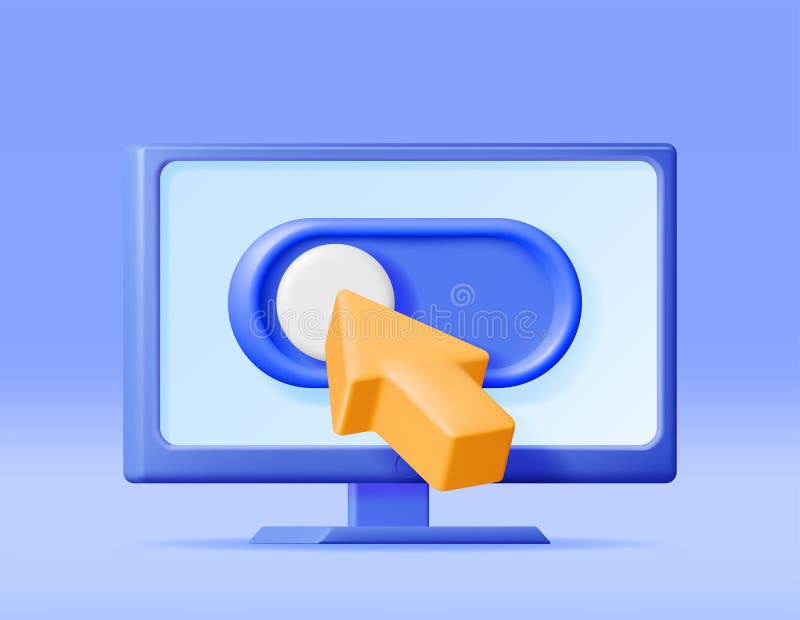 3d Mouse Cursor And Switch Button In Computer Stock Illustration