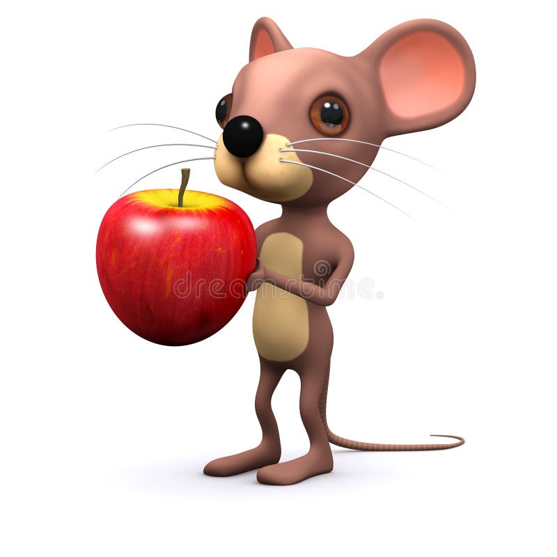 3d Mouse eats an apple stock illustration. Illustration of whiskers ...
