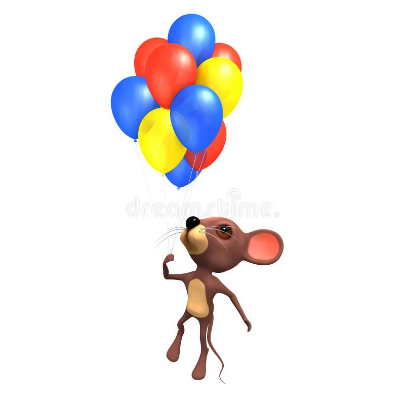 Mouse flying with balloons stock vector. Illustration of rodent - 102141490