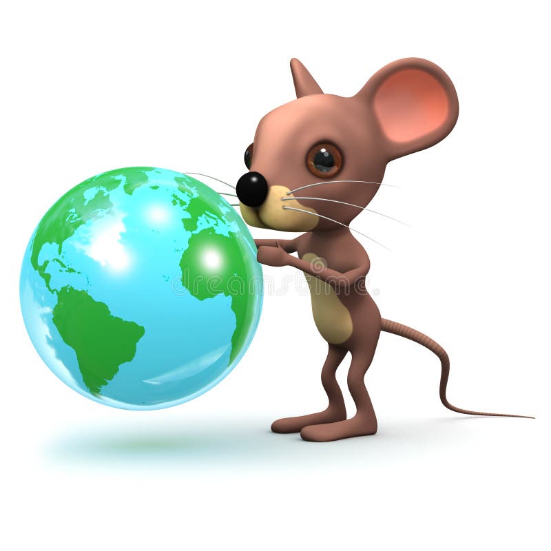 3d Mouse with a Globe of the Earth Stock Illustration - Illustration of ...