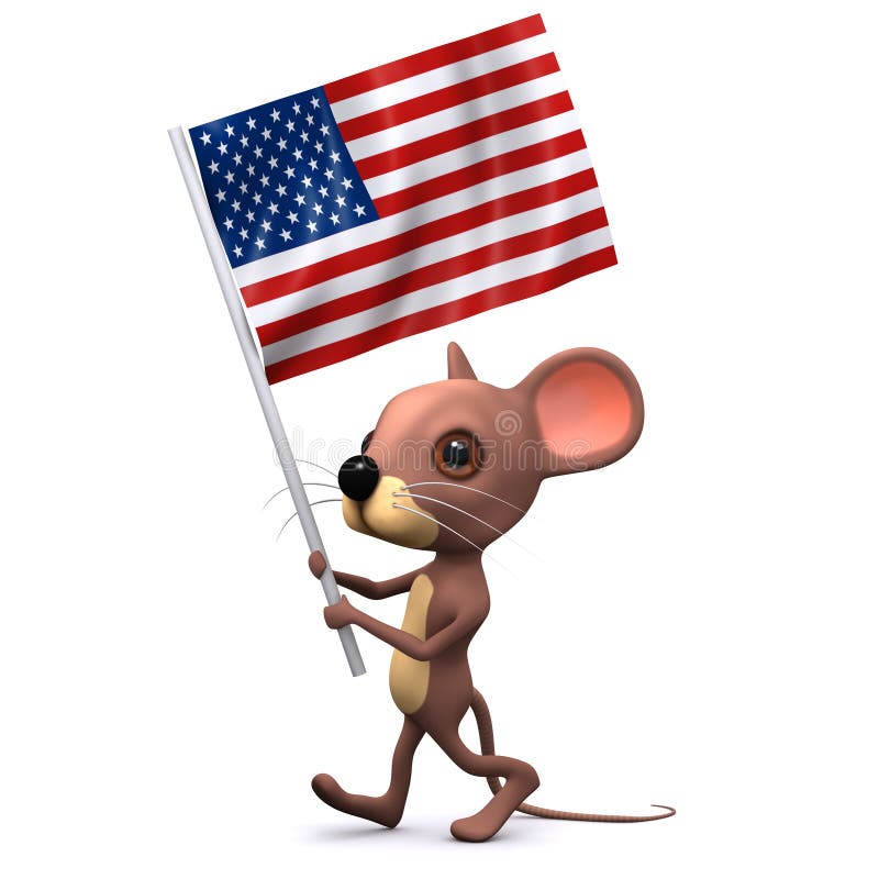3d Mouse Marching with the American Flag Stock Illustration ...
