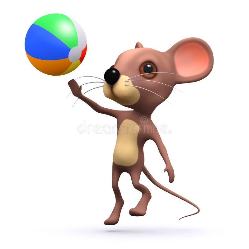 3d Mouse plays beach ball stock illustration. Illustration of render ...