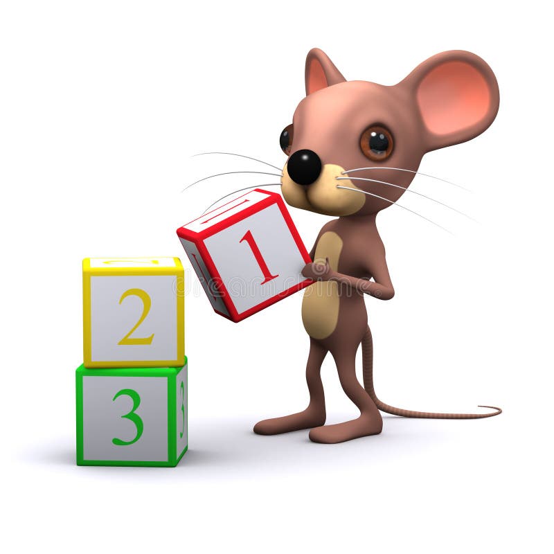 3d Mouse Plays with Counting Blocks Stock Illustration - Illustration ...