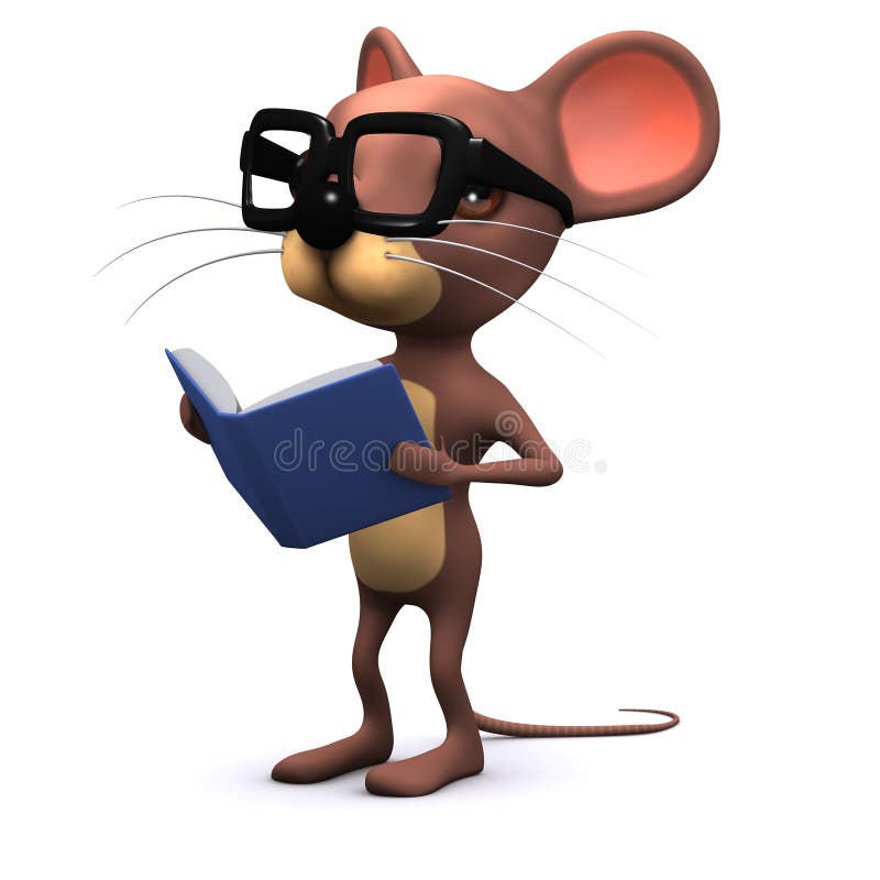 Mouse Reading a Book stock illustration. Illustration of character ...