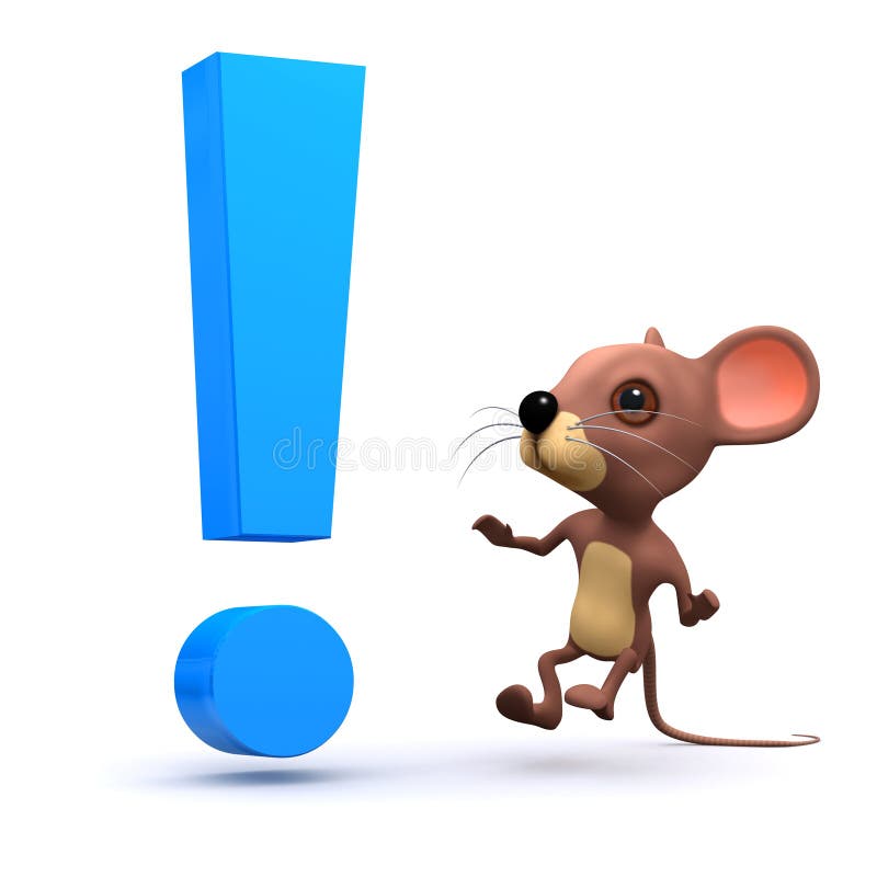 3d Mouse is Surprised with an Exclamation Mark Stock Illustration ...