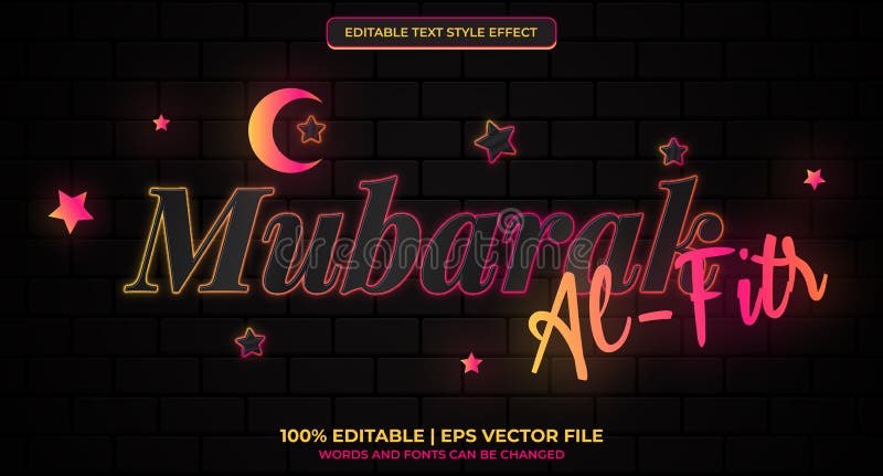 3d Mubarak Al Fitr Text Effect Editable Text Style. Luxury Eid Mubarak ...