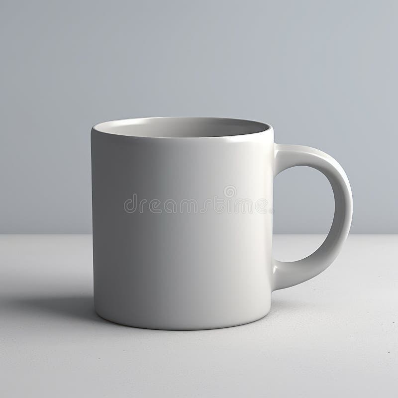 White Coffee Mug Mockup with Ray Tracing Style Stock Illustration ...