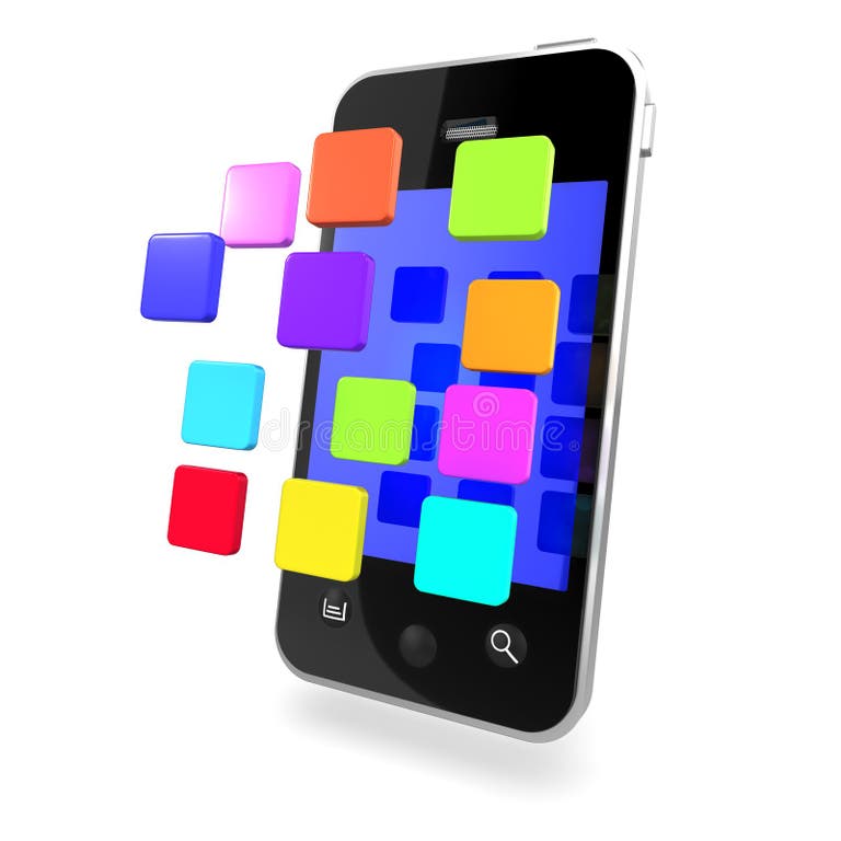 3d Multi Coloured Apps on Smartphone Stock Illustration - Illustration ...