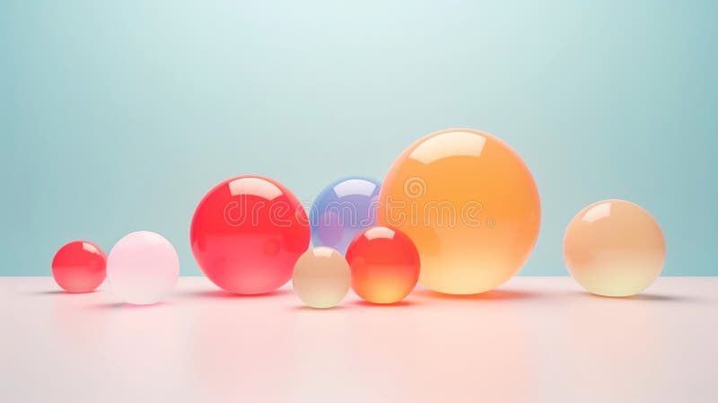 3D Multi-coloured Spheres of Different Sizes and Transparency. Pastel ...