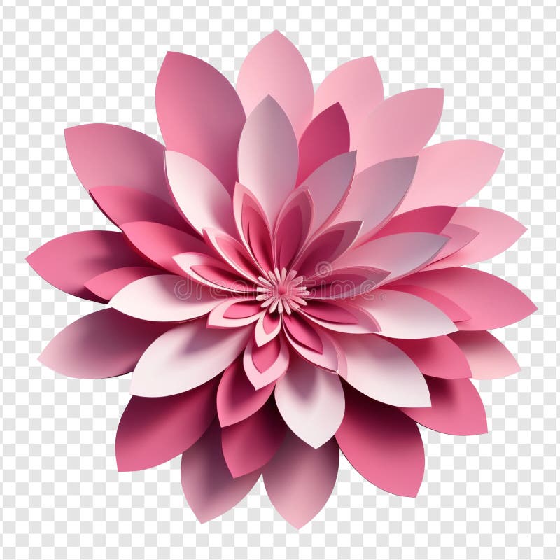 3D Multi Layered Flower in Varying Shades of Pink on Transparent ...