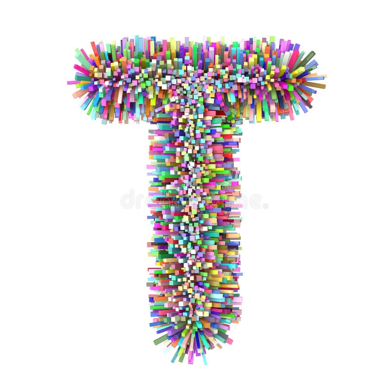 3d Multicolor Bricks Creative Cute Decorative Letter T Stock ...