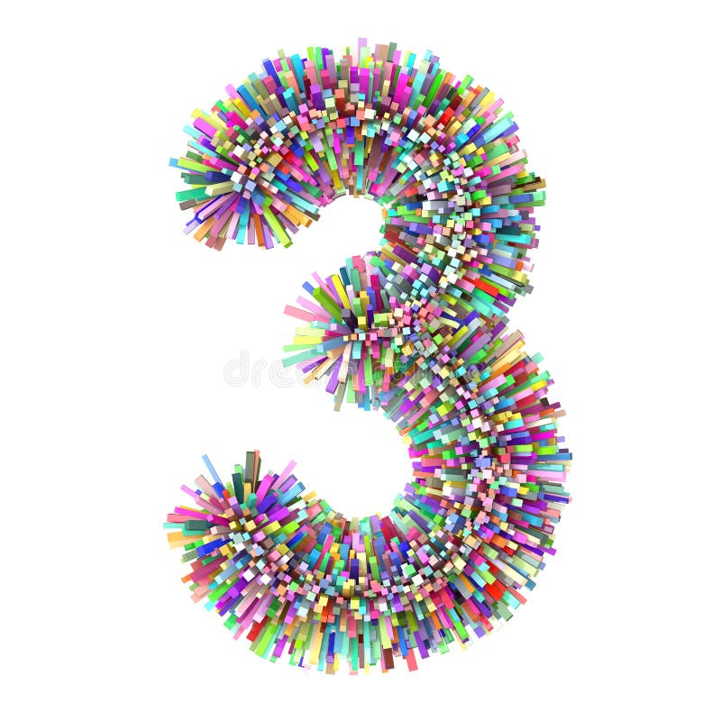 3d Multicolor Bricks Creative Cute Decorative Number 3 Stock ...