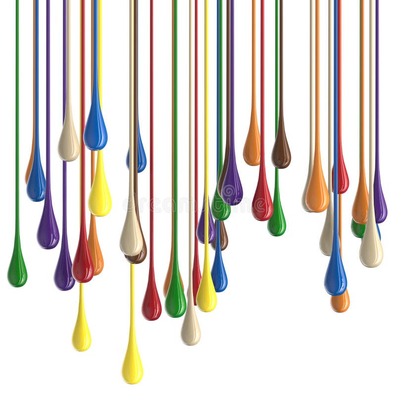 3D Multicolor Colorful Glossy Paint Drop Blobs Stock Illustration ...