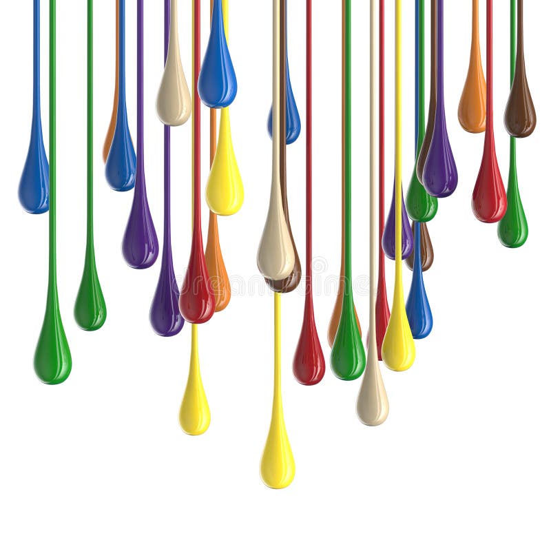 3D Multicolor Colorful Glossy Paint Drop Blobs Stock Illustration ...