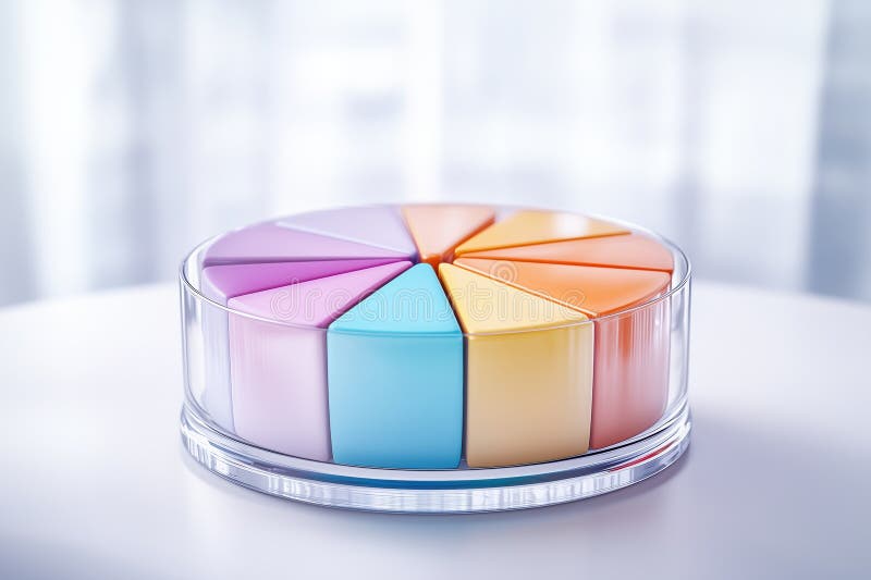 3D Multicolored Pie Chart in Glass Container Stock Illustration ...