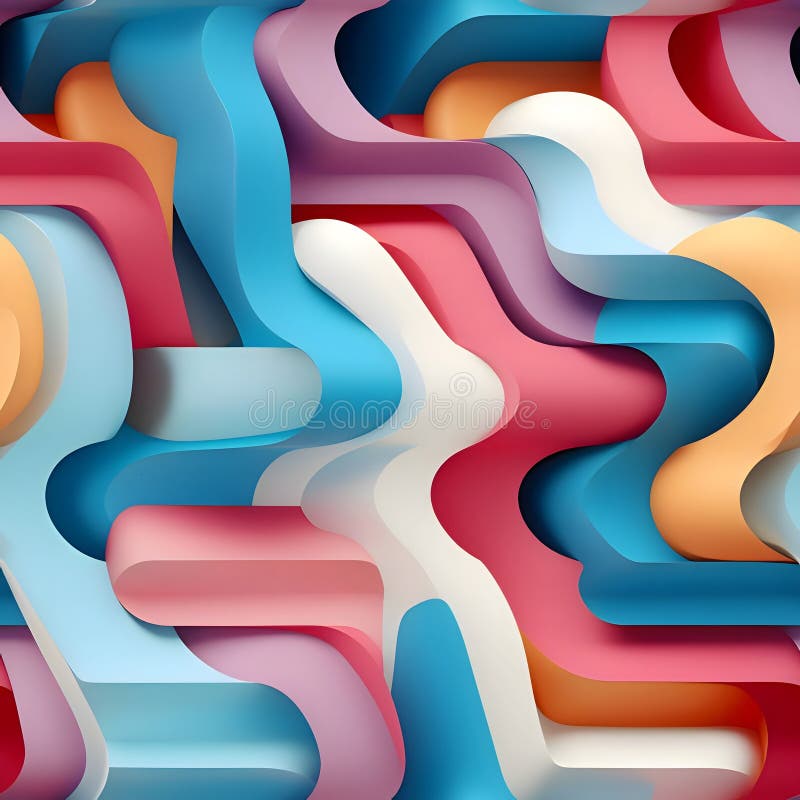 3d Multicolored Wavy Shapes Abstract Background. Vector Design Stock ...