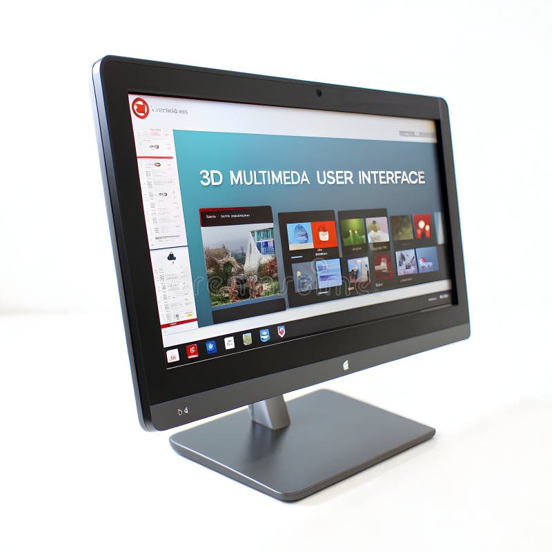 3D Multimedia User Interface on Monitor Stock Illustration ...