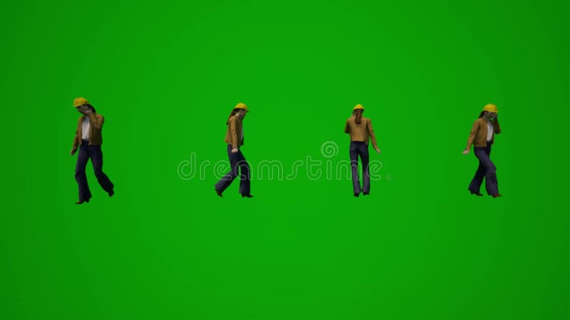 3D Multiple Building Supervisors Green Screen Walking and Working and ...