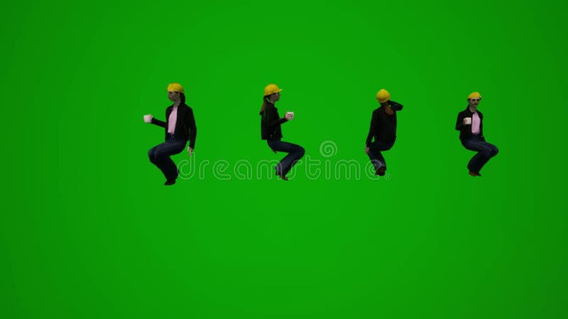 3D Multiple Building Supervisors Green Screen Walking and Working and ...