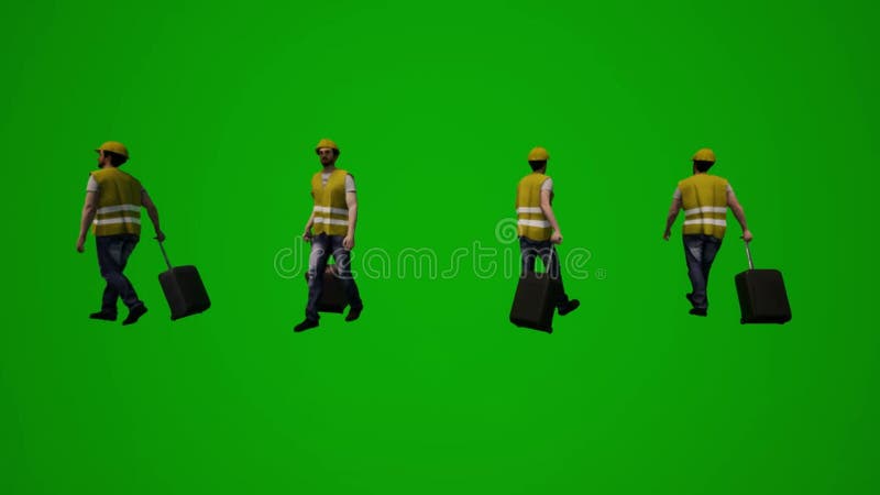 3D Multiple Building Supervisors Green Screen Walking and Working and ...