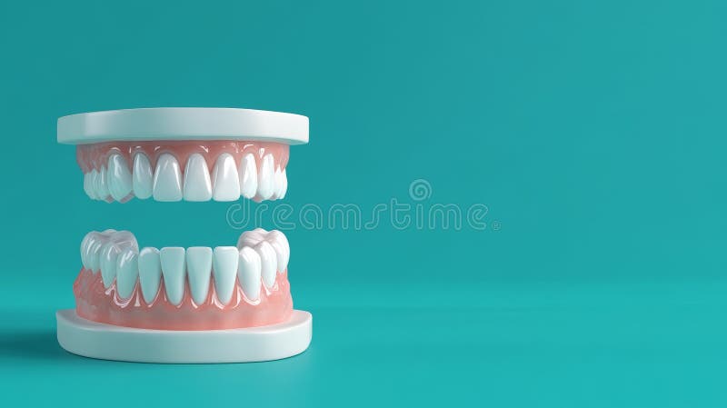 3d Multiple White Teeth Models on Turquoise Background Copy Space - Ai ...