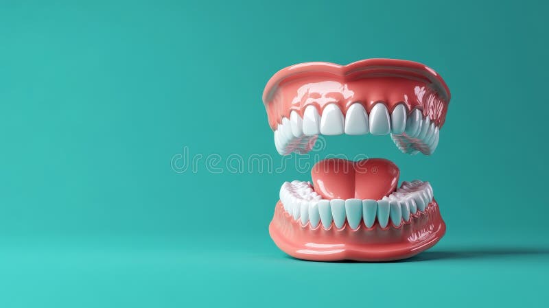 3d Multiple White Teeth Models on Turquoise Background Copy Space - Ai ...