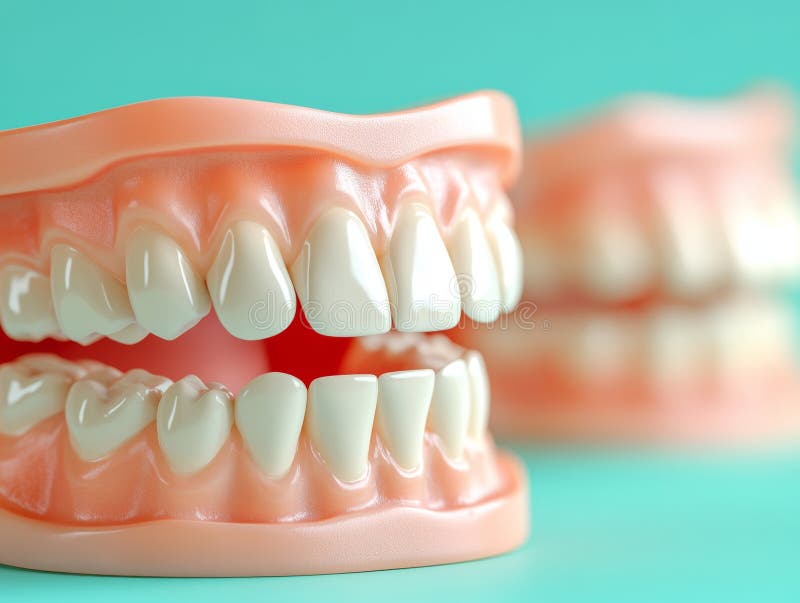 3d Multiple White Teeth Models on Turquoise Background Copy Space - Ai ...