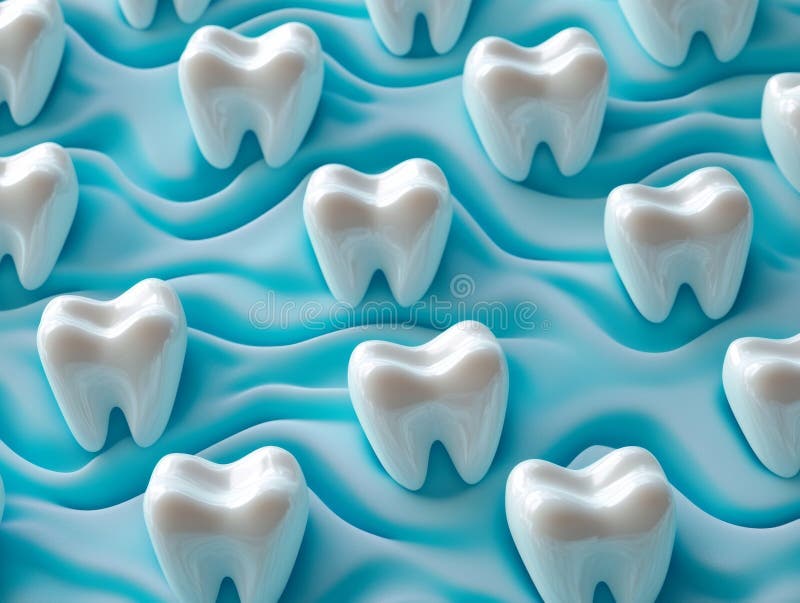 3d Multiple White Teeth Models on Turquoise Background Copy Space - Ai ...
