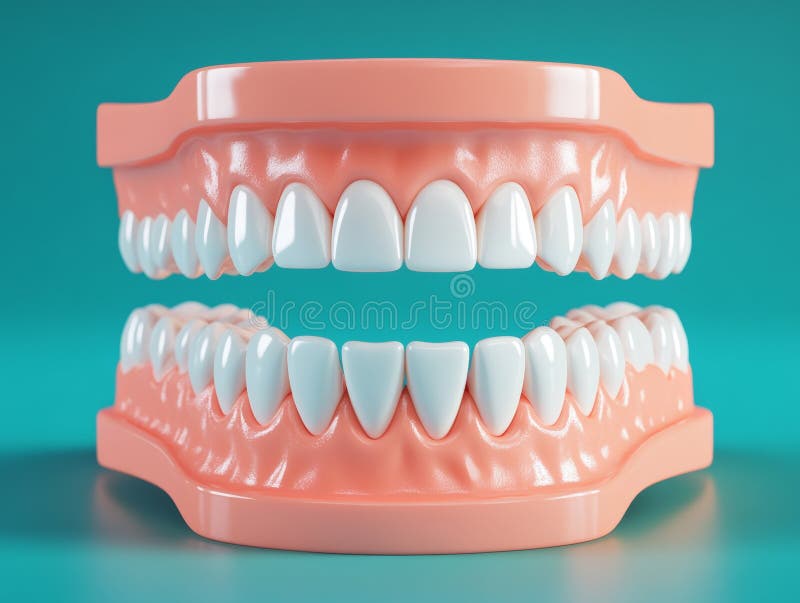 3d Multiple White Teeth Models on Turquoise Background Copy Space - Ai ...