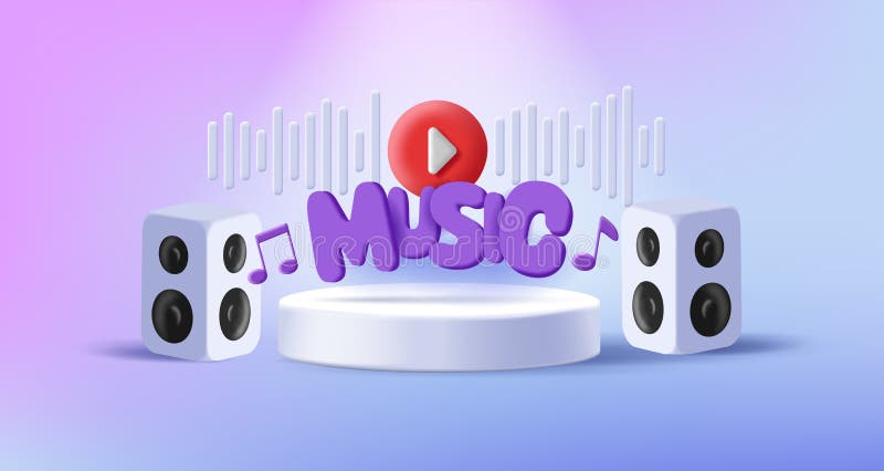 3d Music Composition with Columns and Pedestal, Volume Music Lettering ...